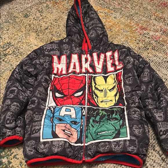 Marvel | Jackets & Coats | Marvel Superhero Reversible Puffer Jacket ...
